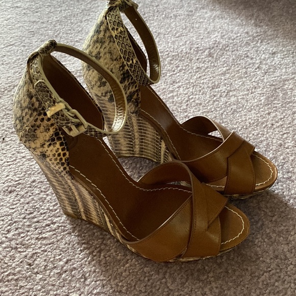 Tory Burch | Shoes | Tory Burch Wedge Python Heels | Poshmark